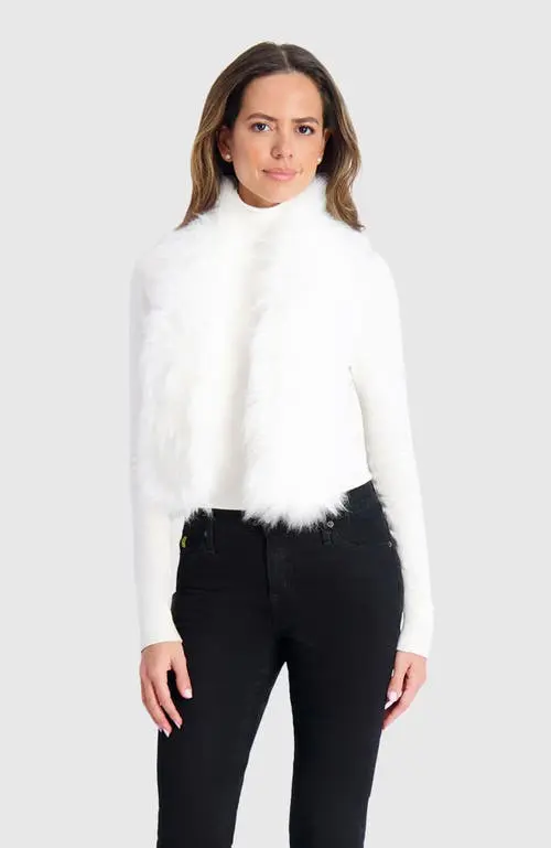Gorski Genuine Shearling Knit Pull-through Scarf - White