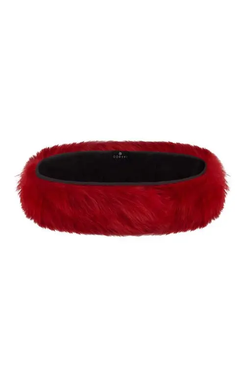 Gorski Genuine Shearling Headband - Red