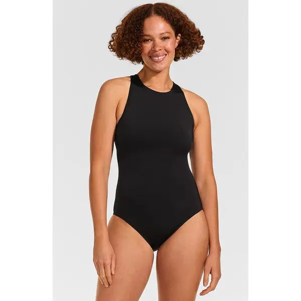 LANDS' END High Neck One Piece Swimsuit - Black