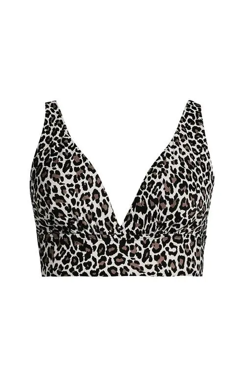 LANDS' END Plunge Bikini Top - Black Leopard