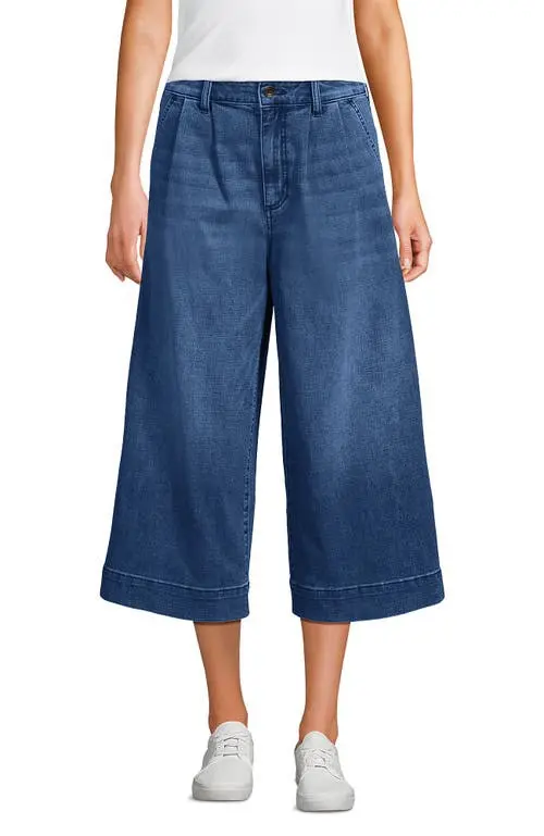 LANDS' END Denim Mid Rise Wide Leg Culottes