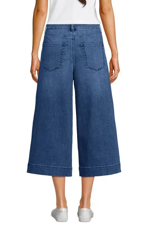 LANDS' END Denim Mid Rise Wide Leg Culottes