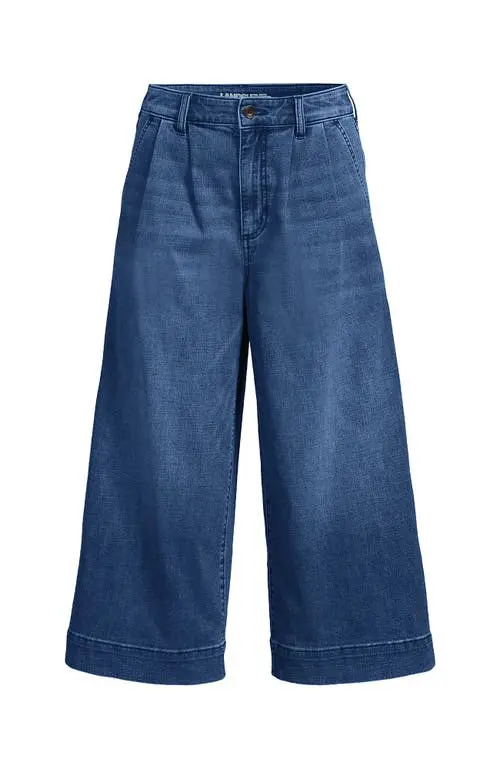LANDS' END Denim Mid Rise Wide Leg Culottes