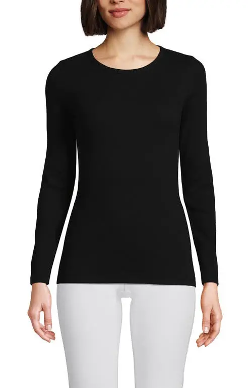 LANDS' END Cotton Rib T-shirt - Black