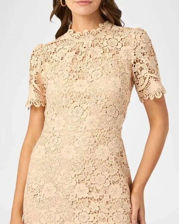 Shoshanna Vivienne Floral Lace Midi Dress