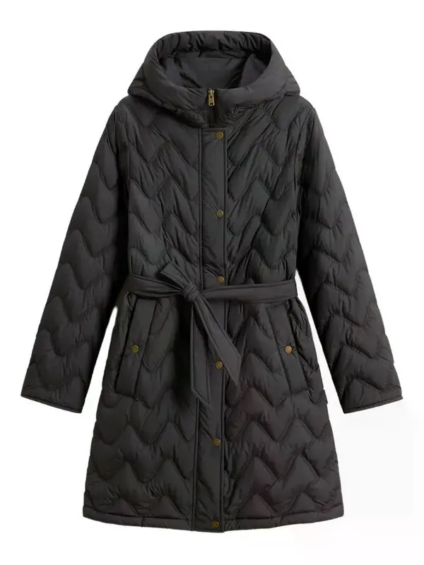 Woolrich Chevron-quilted Hooded Coat - Black