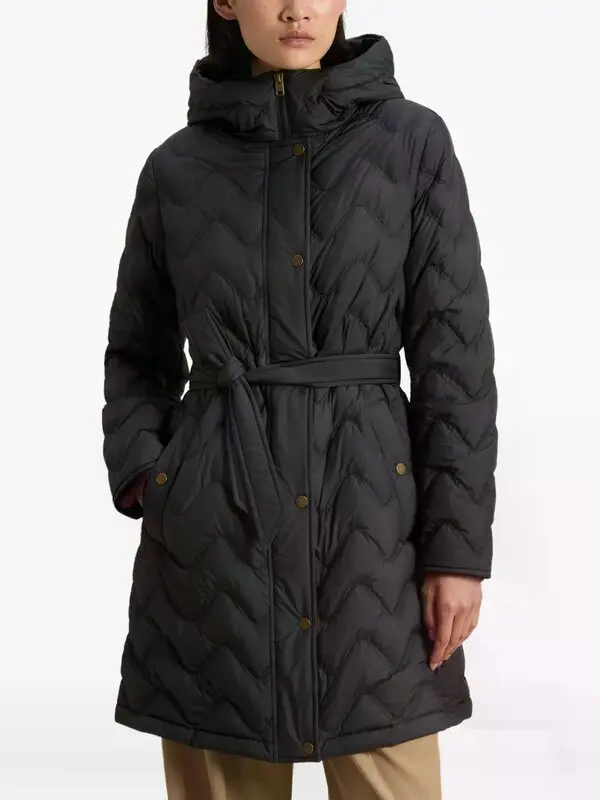 Woolrich Chevron-quilted Hooded Coat - Black