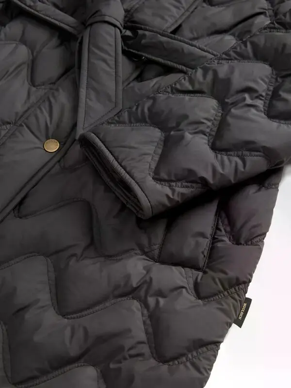 Woolrich Chevron-quilted Hooded Coat - Black