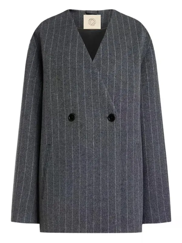 12 STOREEZ Pinstripe Double-breasted Coat