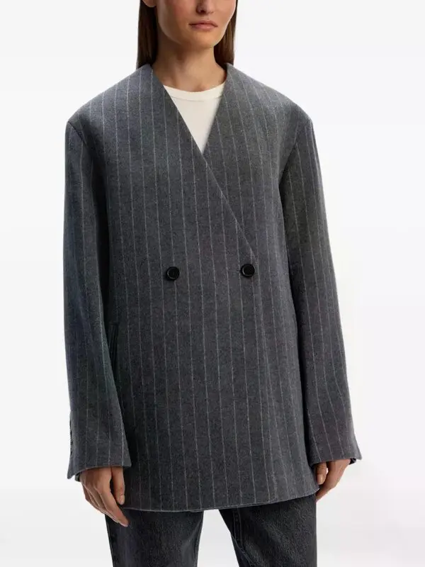 12 STOREEZ Pinstripe Double-breasted Coat