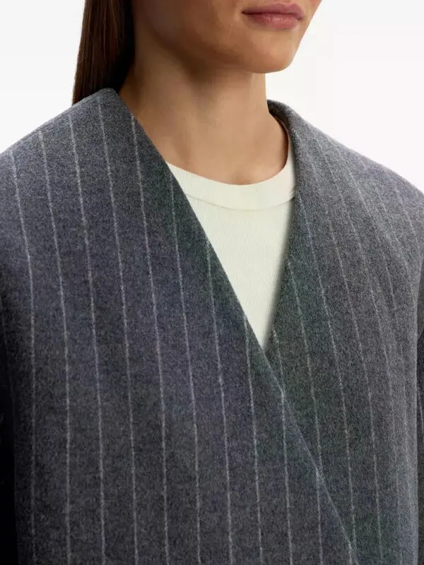 12 STOREEZ Pinstripe Double-breasted Coat