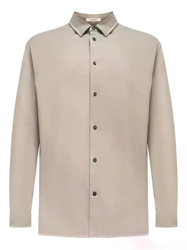 12 STOREEZ Cotton Button-down Shirt - Neutrals