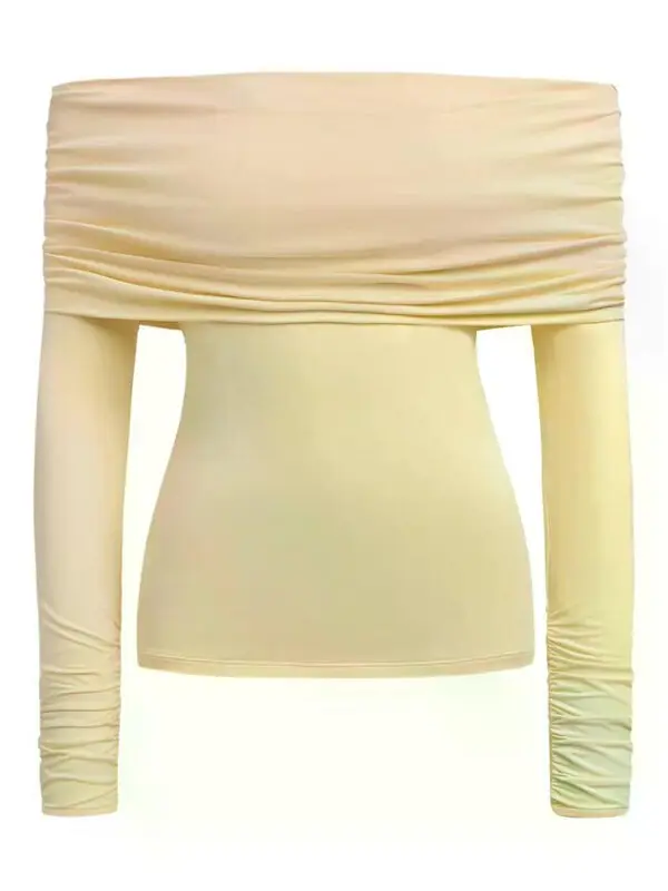 12 STOREEZ Draped Off-shoulder Top - Neutrals