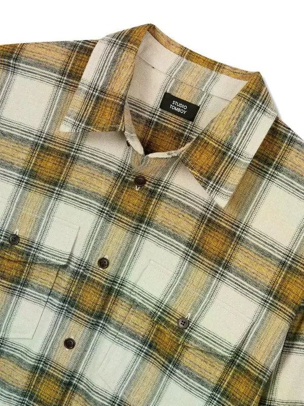 STUDIO TOMBOY Checked-pattern Chest-pocket Shirt - Neutrals