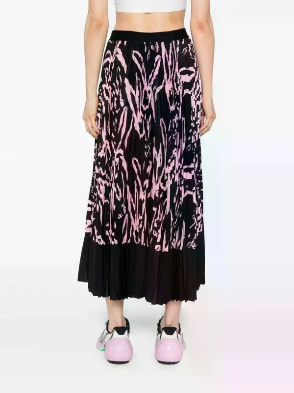 MSGM Printed Pleated Skirt - Black