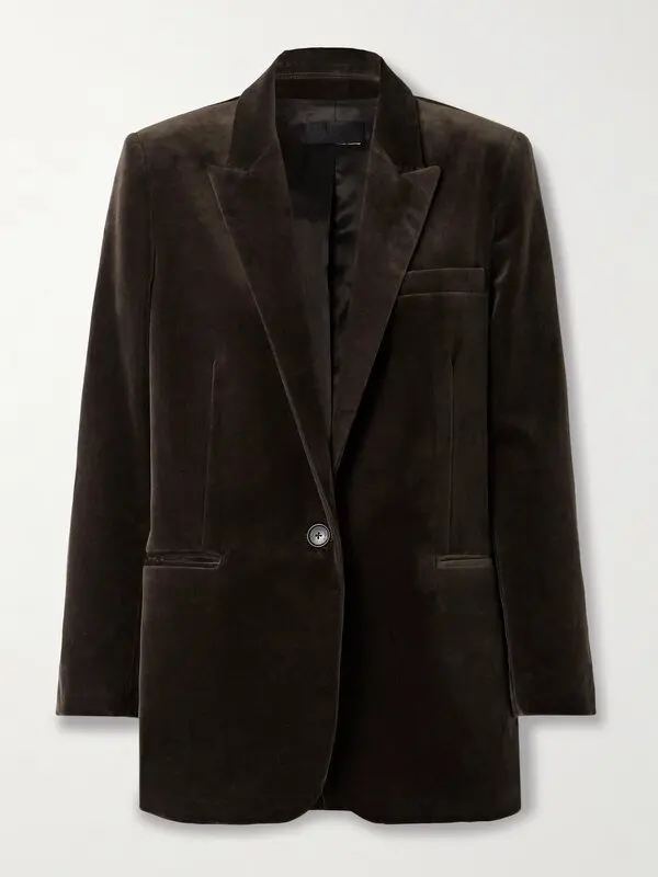 NILI LOTAN Diane Cotton-blend Velvet Blazer