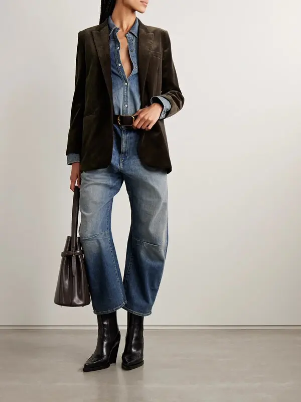 NILI LOTAN Diane Cotton-blend Velvet Blazer