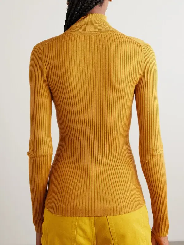 Gabriela Hearst Peppe" Ribbed Cashmere And Silk-blend Turtleneck Sweater - Yellow