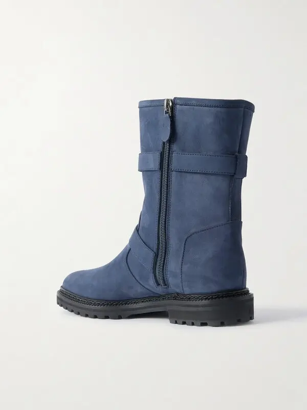 Manolo Blahnik Sulaltrosa 30 Buckled Nubuck Ankle Boots - Blue