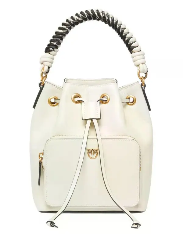 Pinko Braided-handle Bucket Bag - White