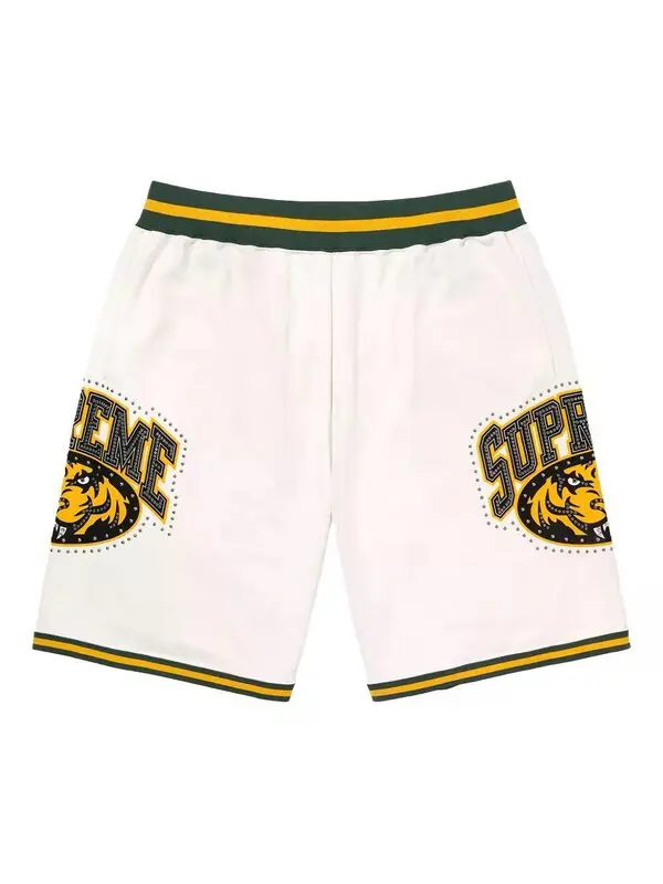 Supreme Tiger-logo Studded Basketball Shorts - White
