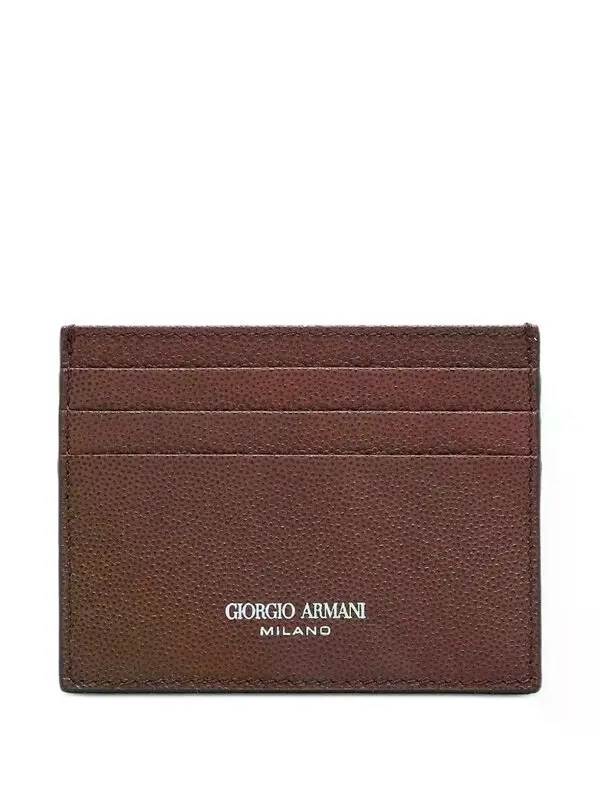Giorgio Armani Leather Card Holder - Brown