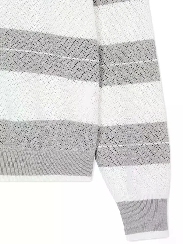 STUDIO TOMBOY Striped Long-sleeve Polo Shirt - Grey