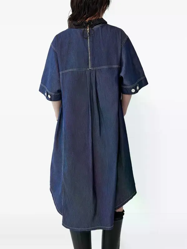 STUDIO TOMBOY Detachable-collar Denim Midi Dress