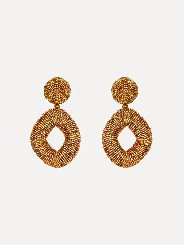 Oscar De La Renta Beaded Drop Clip-on Earrings - Brown