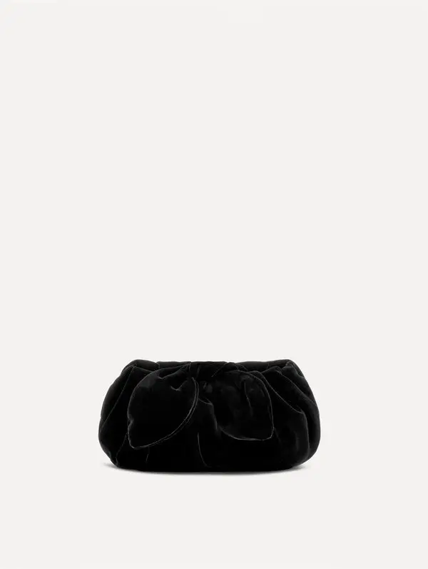 Oscar De La Renta Mini Velvet Bow Clutch - Black