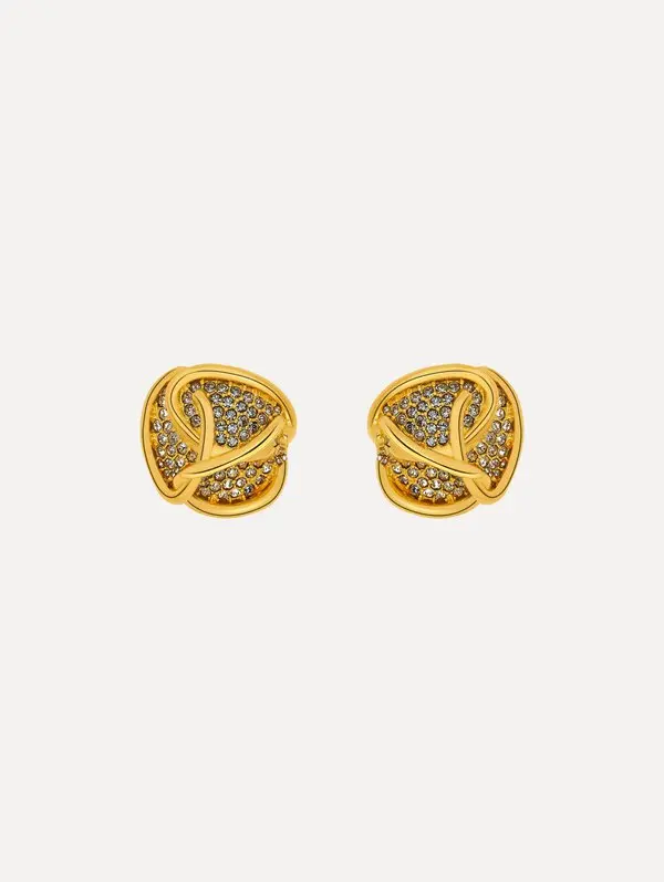 Oscar De La Renta Braided Pave Clip-on Earrings - Grey