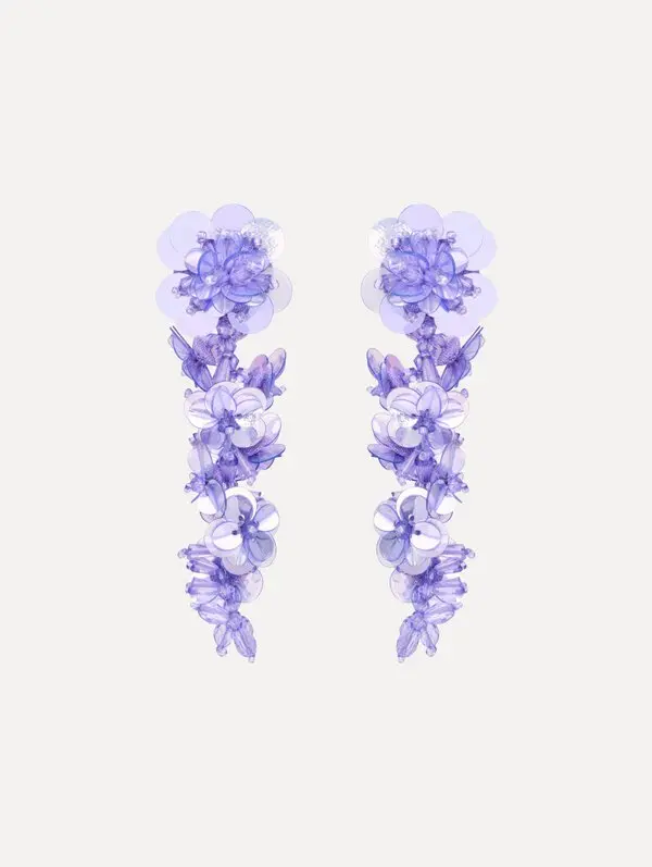 Oscar De La Renta Sequin Flower Clip-on Earrings - One-color