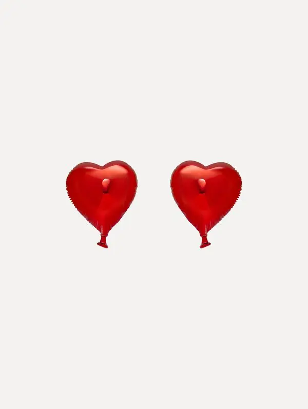 Oscar De La Renta Heart Balloon Earrings - Red