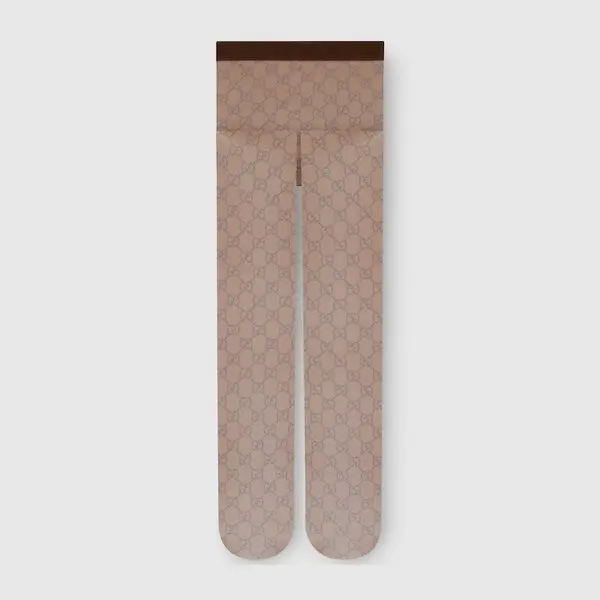 Gucci Gg Printed Tights Brown Editorialist