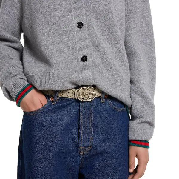 Gucci Reversible Gg Marmont Belt - Beige