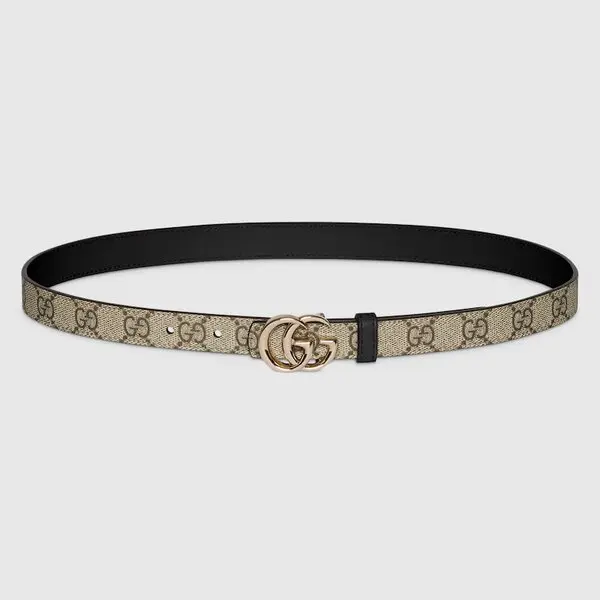 Gucci Reversible Gg Marmont Thin Belt - Beige