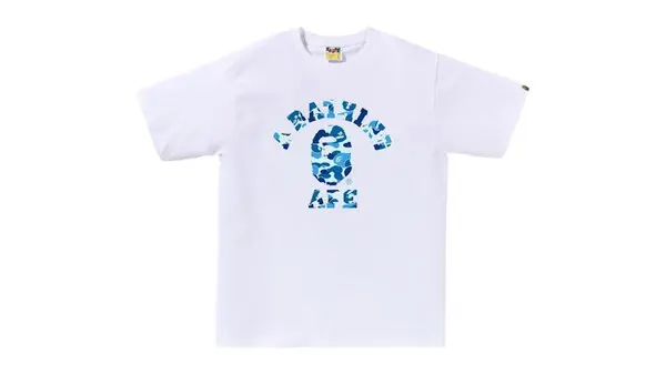 A BATHING APE Abc Camo College Tee Shirt - White/blue