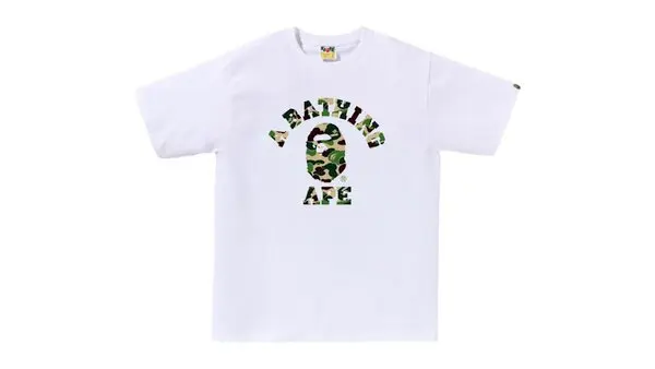 A BATHING APE Abc Camo College Tee Shirt - White/green