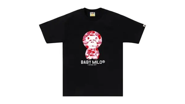 A BATHING APE Abc Camo Baby Milo Tee Shirt - Black/pink