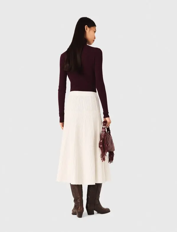 Maje Polyester Cable-knit Midi Skirt - Ecru