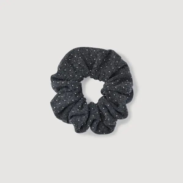 Sandro Rhinestone Knit Scrunchie - Charcoal Grey