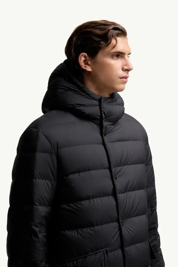Moncler Merri Reversible Wool Hooded Long Down Jacket