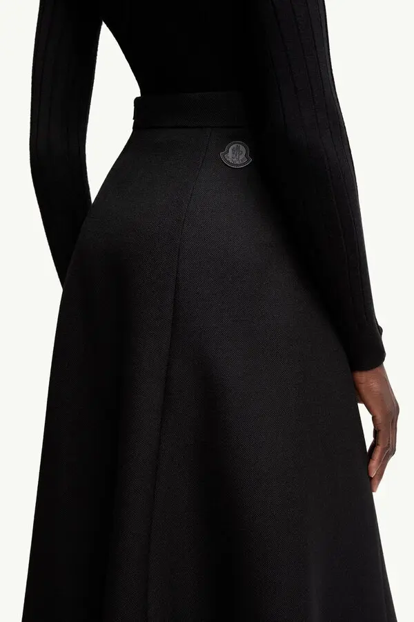 Moncler Mouliné Wool Midi Skirt - Black