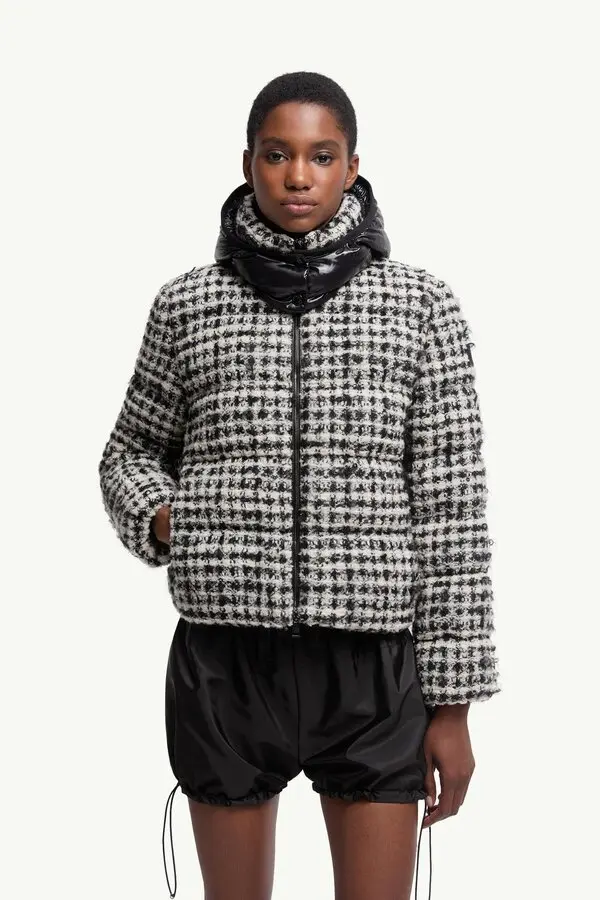 Moncler Andronne Tweed Hooded Down Jacket - Multicolor