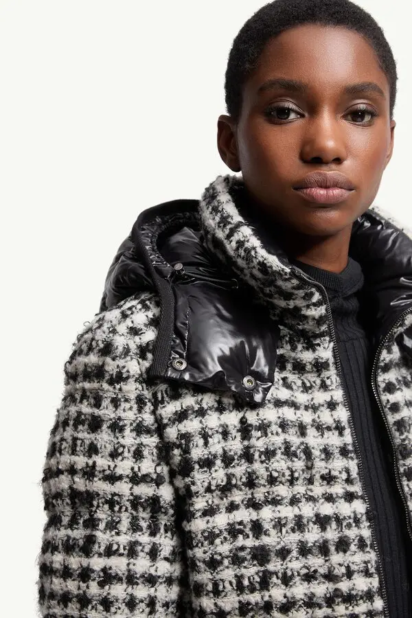 Moncler Andronne Tweed Hooded Down Jacket - Multicolor