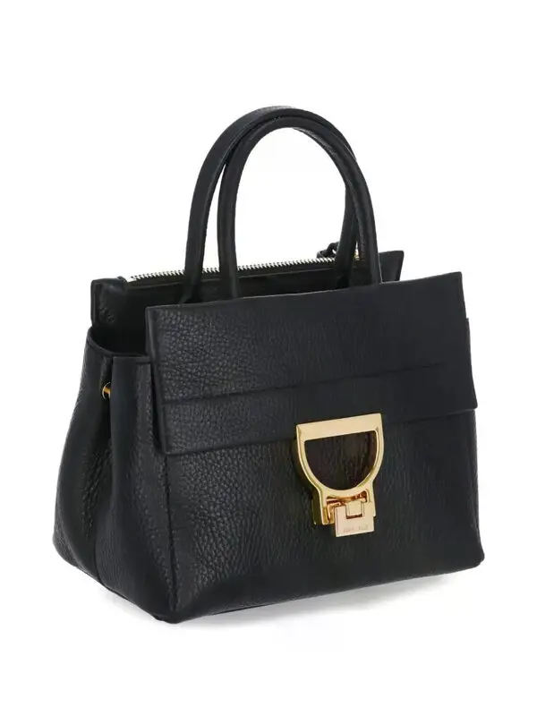 COCCINELLE Arlettis Pebbled Leather Clasp Tote - Black