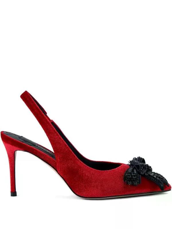 Kurt Geiger 65mm Crystal Embellished Bow Slingback Flats