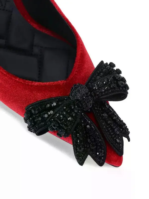 Kurt Geiger 65mm Crystal Embellished Bow Slingback Flats