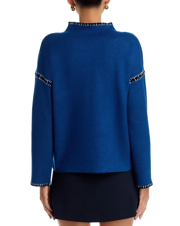 T Tahari Funnel Neck Sweater - Swiss Blue