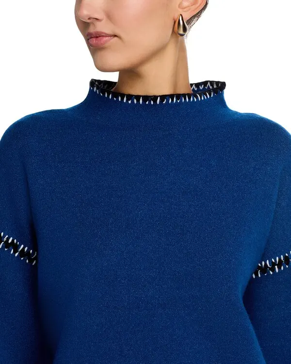 T Tahari Funnel Neck Sweater - Swiss Blue
